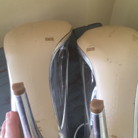 Shoes | Bg Cynthia Silvertransparent Metallic Heel 912 | Poshmark